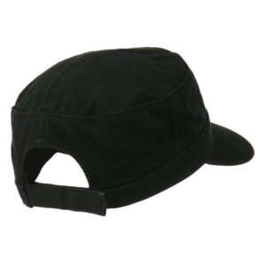 Garment Washed Adjustable Army Cap - Black OSFM