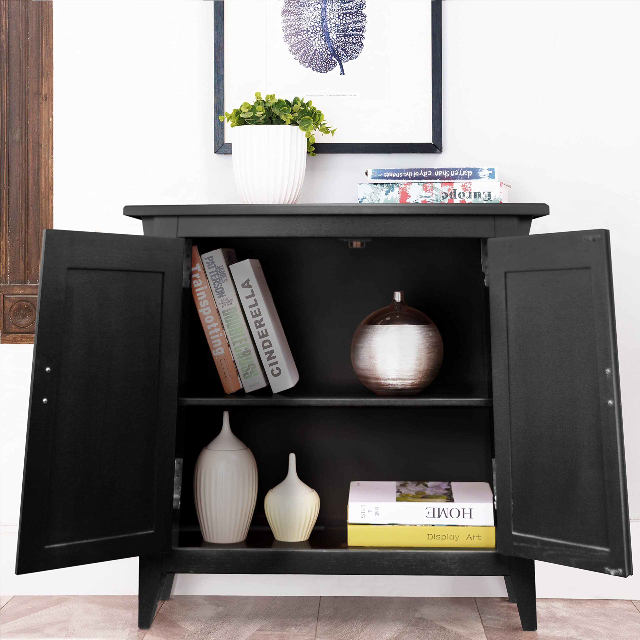 Leick Home 10001-SL Mission Foyer Cabinet Hall Stand, Made with Solid Wood, for Living Rooms, Entryway, Office, Slate Black Finish