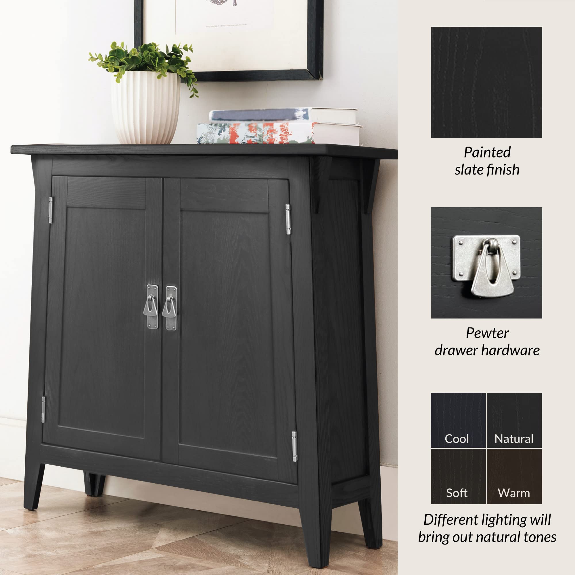 Leick Home 10001-SL Mission Foyer Cabinet Hall Stand, Made with Solid Wood, for Living Rooms, Entryway, Office, Slate Black Finish