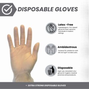 Shamrock Vinyl Medical Clear Disposable Gloves - 4 mil, Powder-Free, Thin, Large, 20213