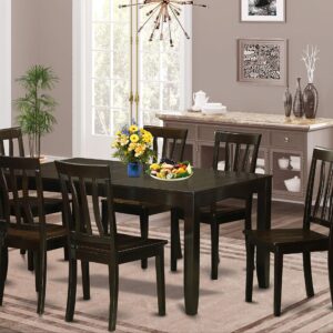 East West Furniture LYAN7-CAP-W Lynfield 7 Piece Kitchen Set Consist of a Rectangle Table with Butterfly Leaf and 6 Dining Room Chairs, 36x66 Inch, Cappuccino