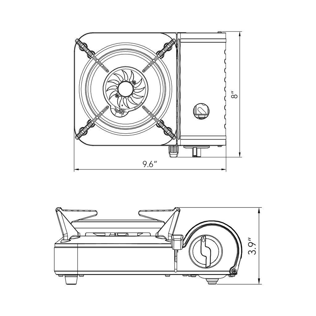 Gas One GS-800 Emergency Gear Camping Mini Butane Portable Gas Stove with Carrying Case, stainless steel, white