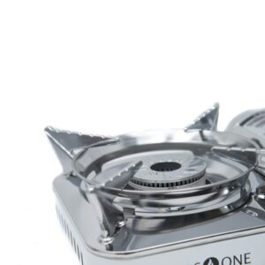 Gas One GS-800 Emergency Gear Camping Mini Butane Portable Gas Stove with Carrying Case, stainless steel, white