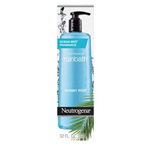 neutrogena rainbath body wash, refreshing, moisturizing daily body cleanser and shaving gel with clean rinsing lather, ocean mist scent, 32 fl. oz