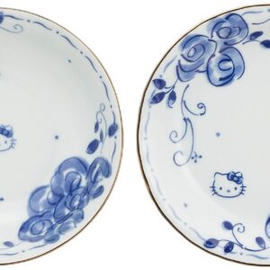 Sanrio 307743 Hello Kitty Blue Rose (Dyed), 3 Porcelain Dish Bowls, 6-Piece Set (Comes in a Presentation Box)