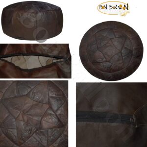 Authentic Ottoman Pouf Pouffe Poufs Footstool Egyptian Moroccan Morocan Handmade Genuine Leather Unstuffed Living Room Decor Floor Cushion Foot Stool Arabian Arabic Style Otoman Ottomans Turkish Poof