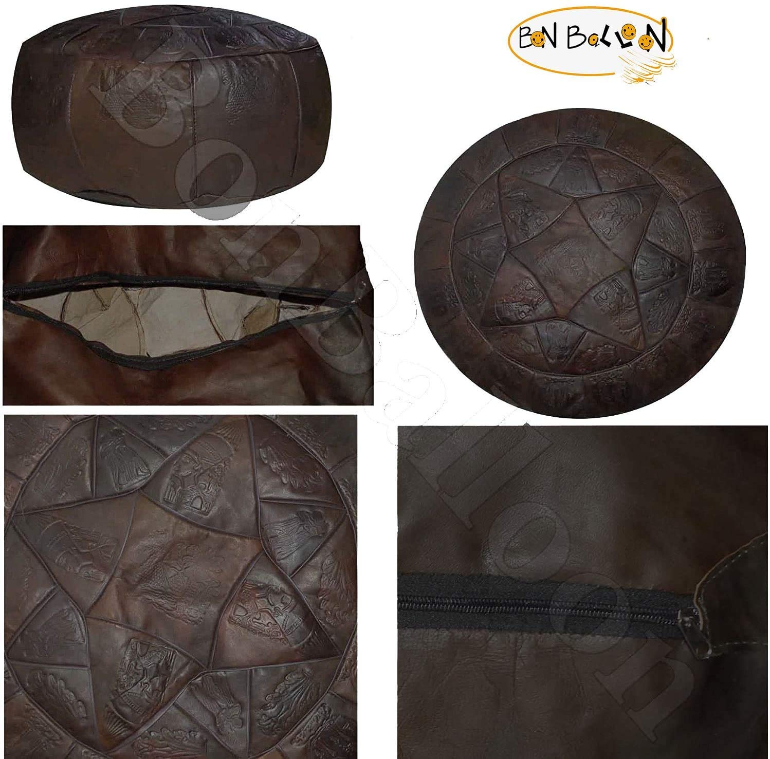 Authentic Ottoman Pouf Pouffe Poufs Footstool Egyptian Moroccan Morocan Handmade Genuine Leather Unstuffed Living Room Decor Floor Cushion Foot Stool Arabian Arabic Style Otoman Ottomans Turkish Poof