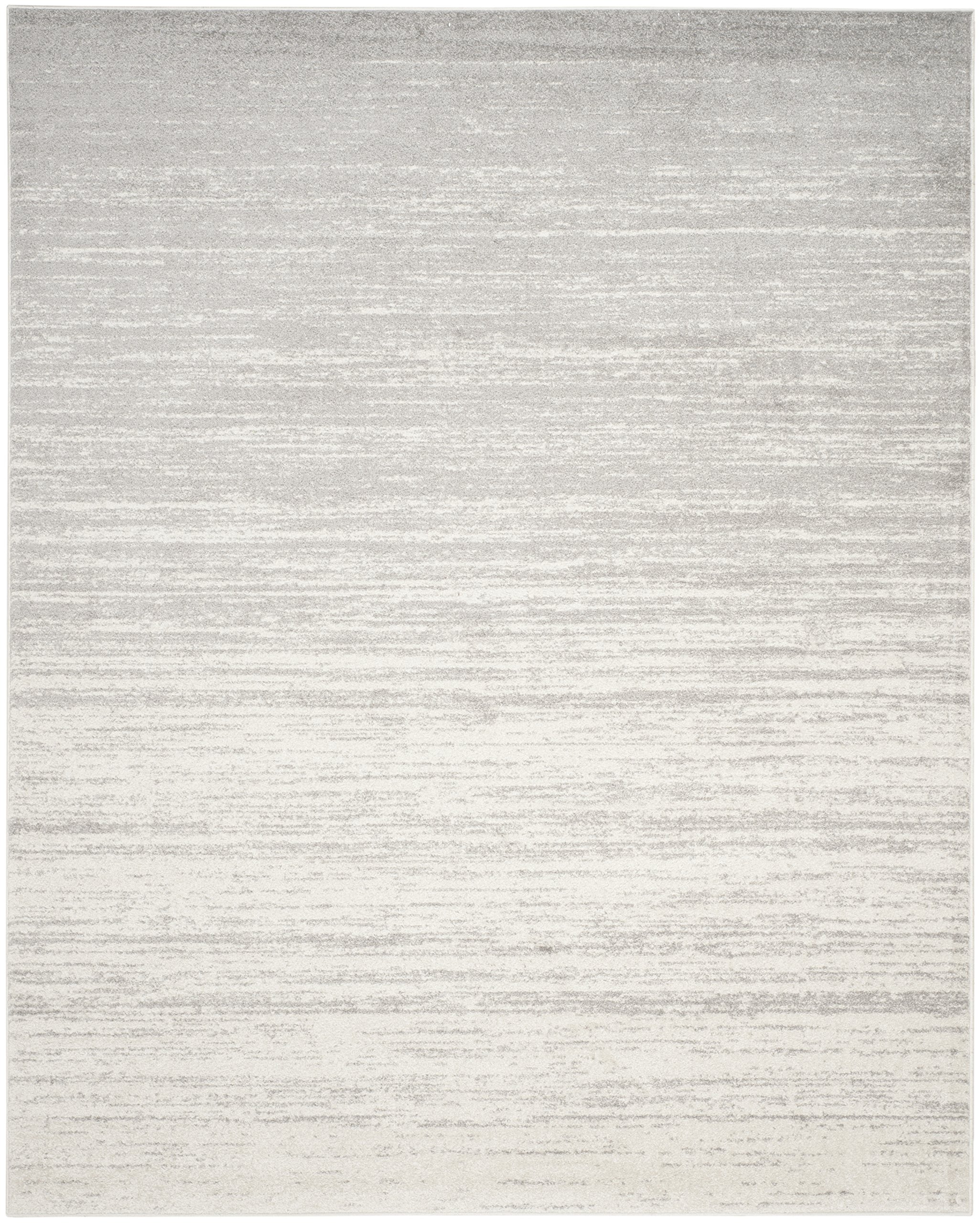 SAFAVIEH Adirondack Collection Area Rug - 8' x 10', Ivory & Silver, Modern Ombre Design, Non-Shedding & Easy Care, Ideal for High Traffic Areas in Living Room, Bedroom (ADR113B)