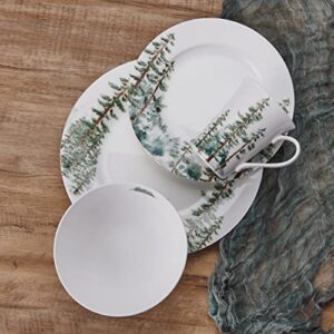 Mikasa Watercolor Forest Chip Resistant 16 Piece Dinnerware Set, Service for 4 White