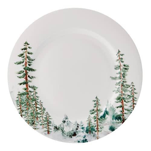 Mikasa Watercolor Forest Chip Resistant 16 Piece Dinnerware Set, Service for 4 White