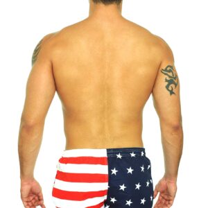 UZZI Men's Running Shorts Swimwear Trunks 1830, American Flag, Small