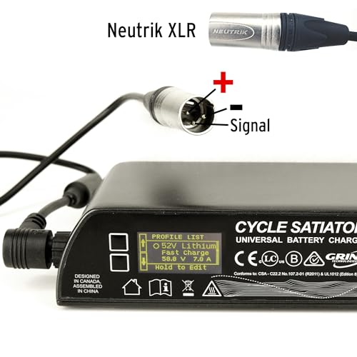 Grin Technologies Cycle Satiator - Programmable Electric Bike Battery Charger (24V, 36V, 48V, 52V) - Customized Charging for Optimal E-Bike Performance