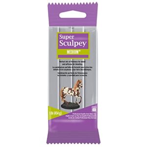 super sculpey medium gray, premium, non toxic, medium firmness, sculpting modeling polymer clay, oven bake clay, 1 pound bar. great for all advanced sculptors, model makers and movie studios