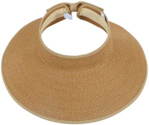 simplicity womens hats women's upf 50+ wide brim roll-up straw sun hat sun visor natural