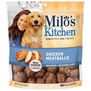 milo's kitchen homestyle dog treats, chicken meatballs, 10 ounce, high protein, no artifical flavors