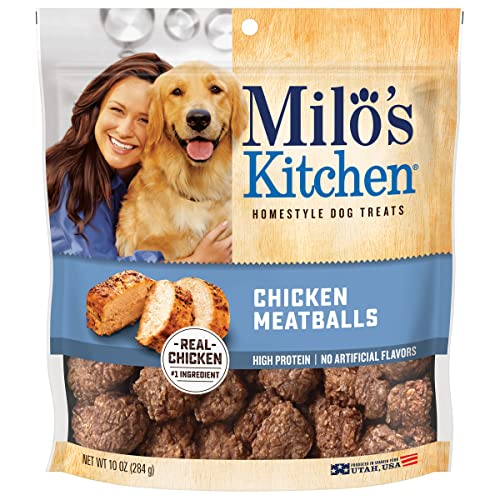 Milo's Kitchen Homestyle Dog Treats, Chicken Meatballs, 10 Ounce, High Protein, No Artifical Flavors