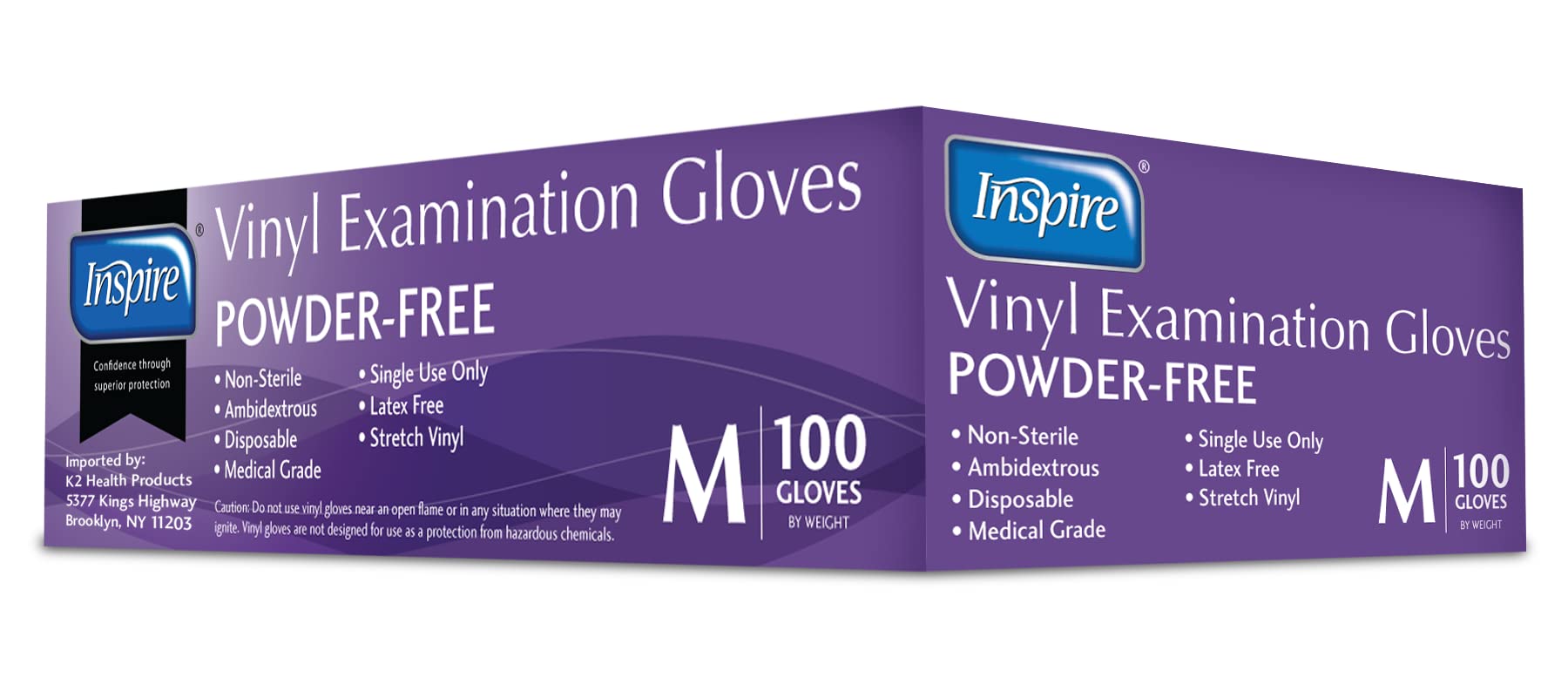 Inspire Medical Gloves Exam Gloves | Powder Free Stretch Vinyl Gloves | Disposable Gloves Disposable Latex Free Gloves | Cooking Gloves Disposable Food Safe Food Prep Gloves Plastic Gloves Disposable