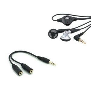 premium y adapter headset splitter + [2 pack] stereo 3.5mm original blackberry wired with microphone earbuds for verizon htc one max - verizon htc one remix - verizon lg g pro lite - verizon lg g vista - verizon lg g2