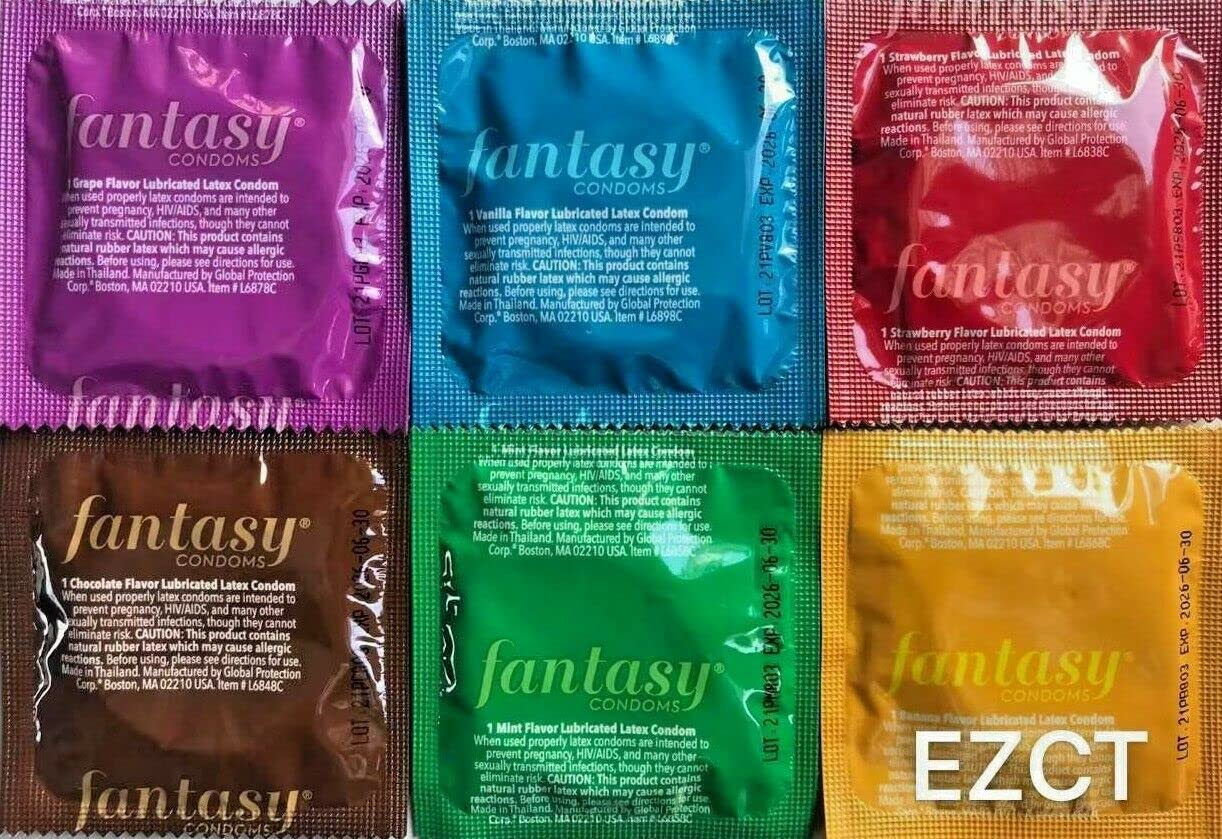 Fantasy Flavored Condoms Pack 72 Condoms : Variety of Flavors Such As Vanilla, Strawberry, Mint, Grape, Chocolate, and Banana. [The Random Fun That You Will Not Know Until You Have Used.]