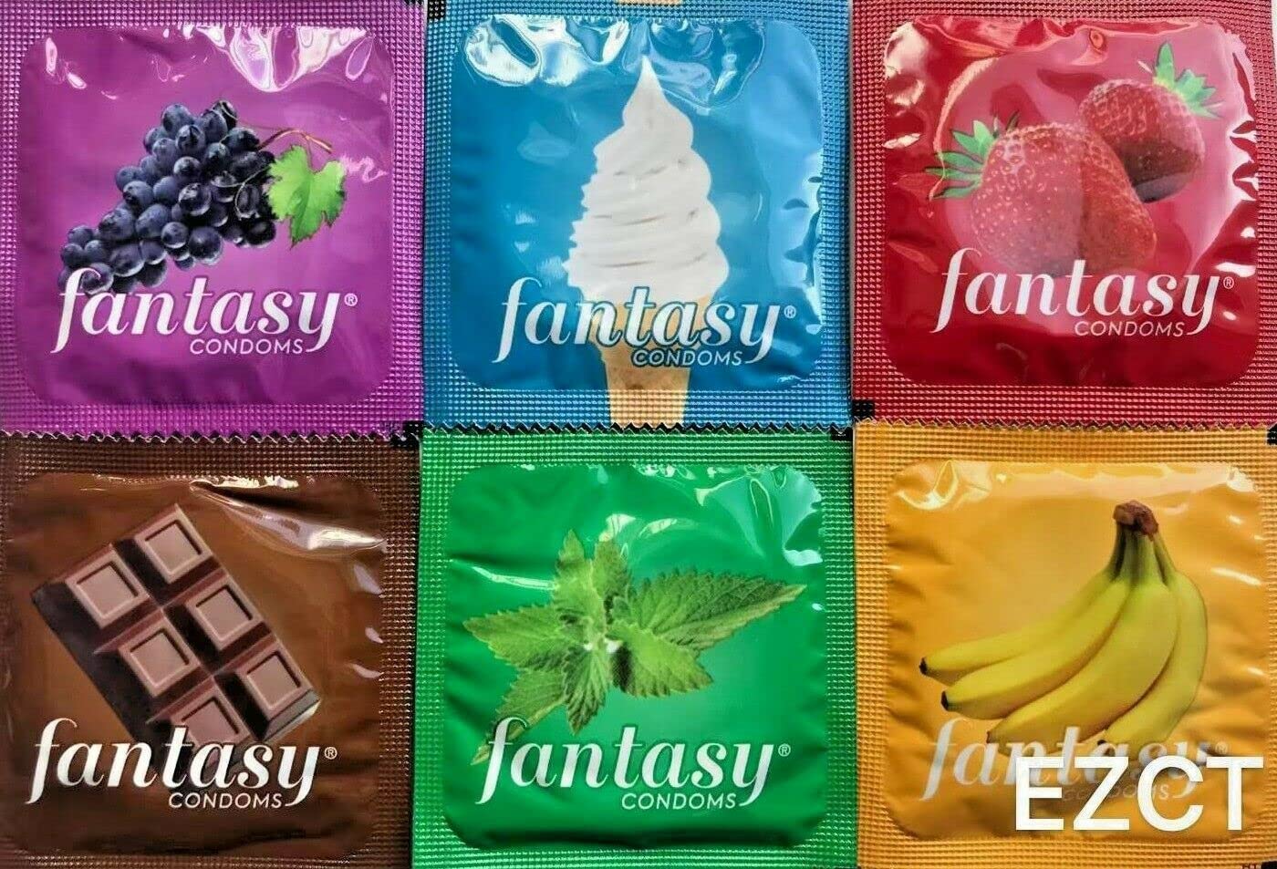 Fantasy Flavored Condoms Pack 72 Condoms : Variety of Flavors Such As Vanilla, Strawberry, Mint, Grape, Chocolate, and Banana. [The Random Fun That You Will Not Know Until You Have Used.]