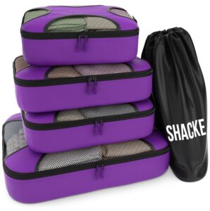 shacke 5 set packing cubes for travel lightweight luggage organizer (orchid purple)