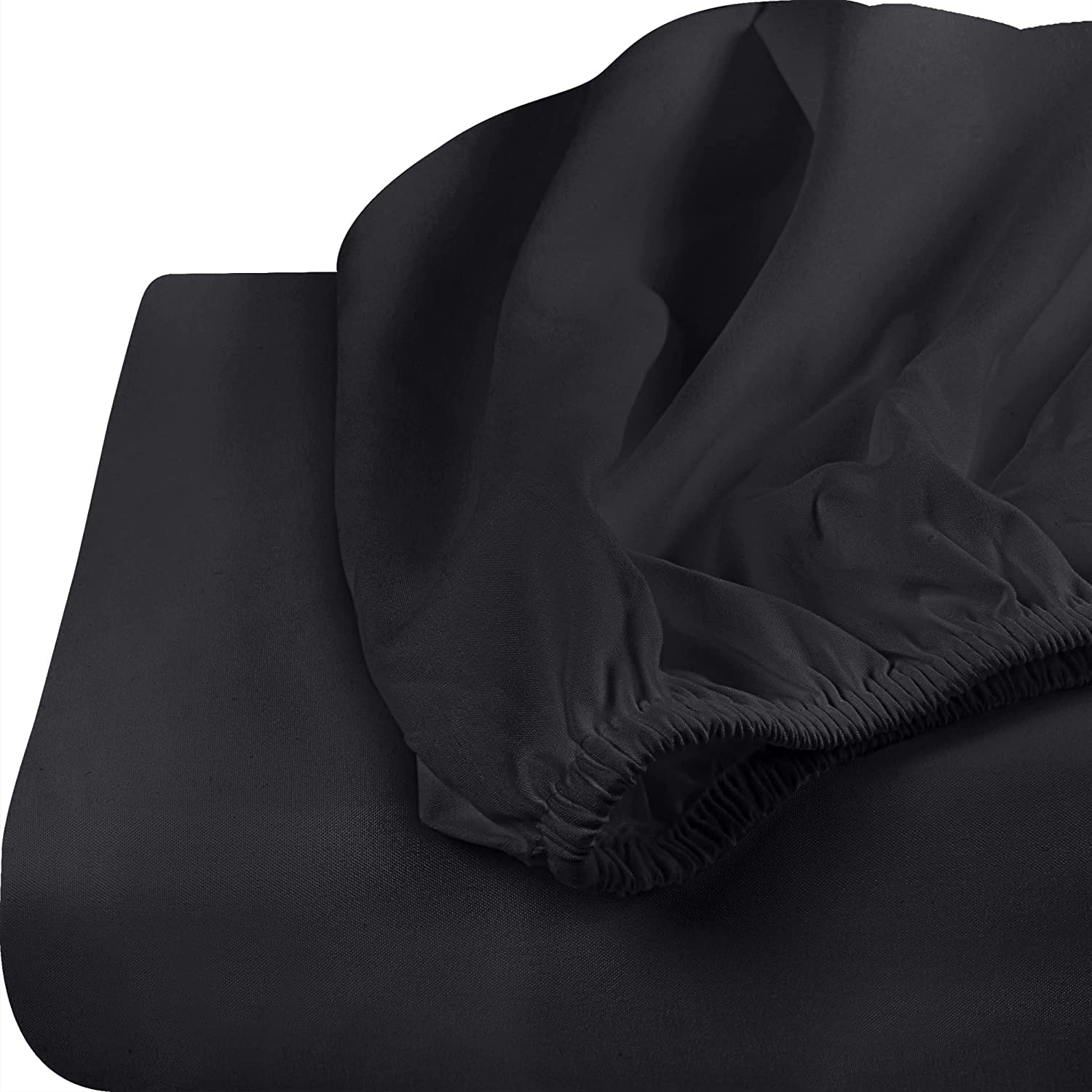 Utopia Bedding Queen Fitted Sheet - Bottom Sheet - Deep Pocket - Soft Microfiber - Shrinkage and Fade Resistant - Easy Care -1 Fitted Sheet Only (Black)