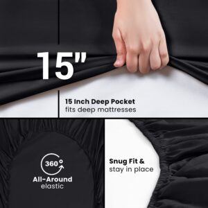 Utopia Bedding Queen Fitted Sheet - Bottom Sheet - Deep Pocket - Soft Microfiber - Shrinkage and Fade Resistant - Easy Care -1 Fitted Sheet Only (Black)