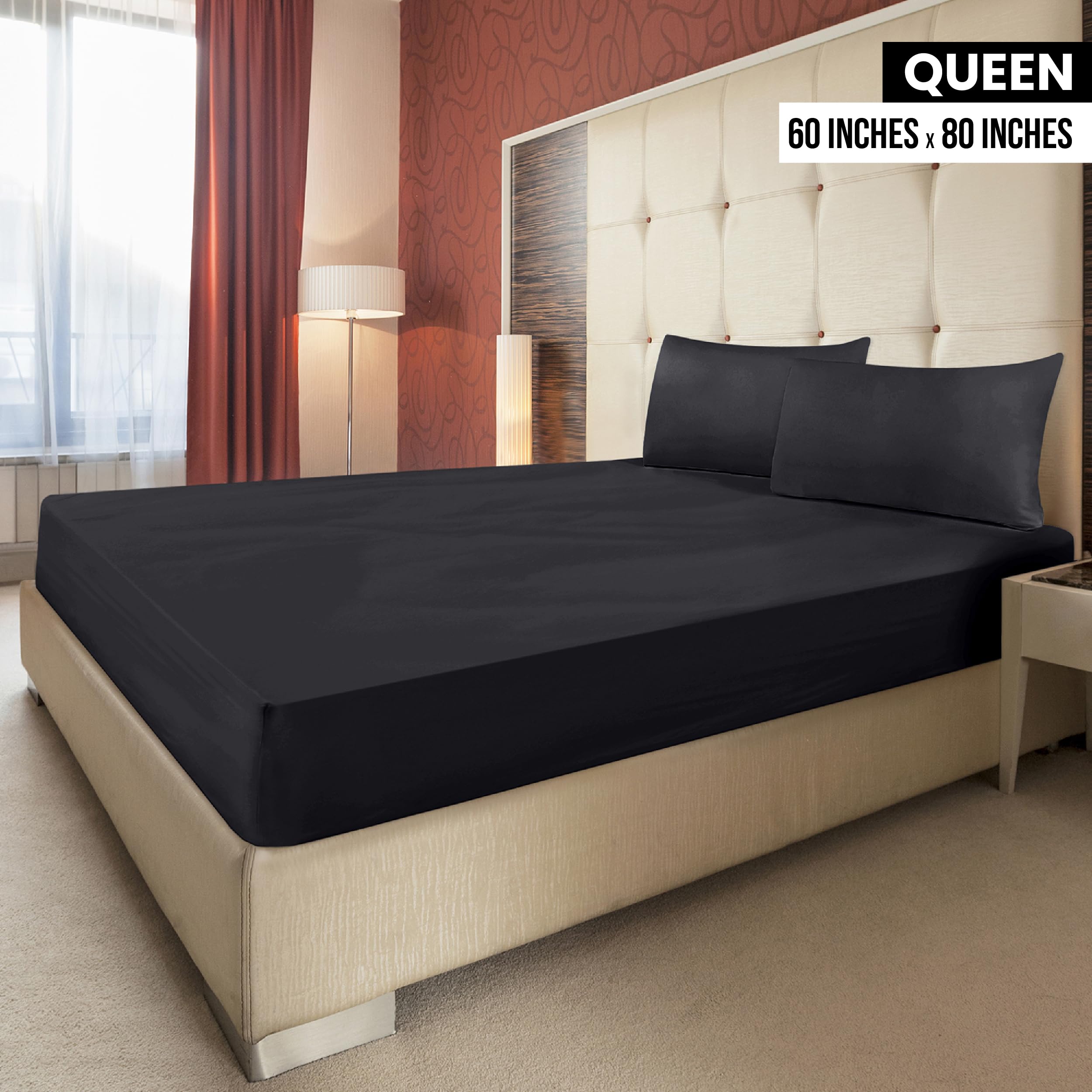 Utopia Bedding Queen Fitted Sheet - Bottom Sheet - Deep Pocket - Soft Microfiber - Shrinkage and Fade Resistant - Easy Care -1 Fitted Sheet Only (Black)