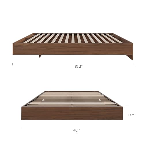 Nexera 346031 Platform Bed Frame, Queen|Walnut