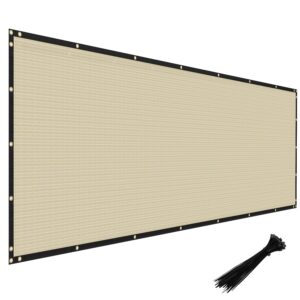 windscreen4less privacy fence screen heavy duty windscreen fencing mesh fabric shade net cover with brass grommtes for outdoor wall garden yard pool deck, 6'x50' beige