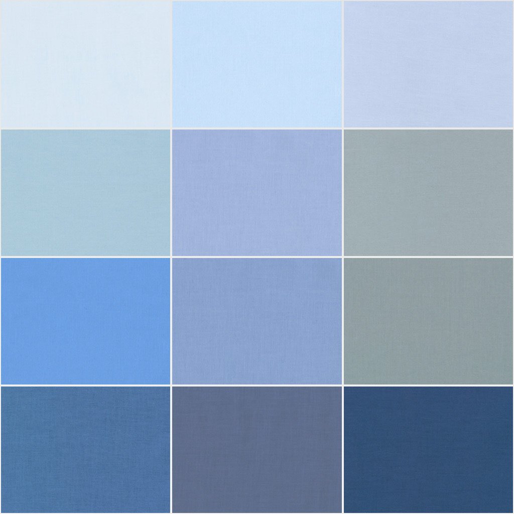 Robert Kaufman Fabrics CHS-336-42 Kona Cotton Solids Overcast Charm Squares 42 5-inch Squares Charm Pack , Blue