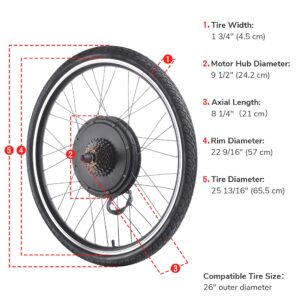 AW Electric Bike Conversion Kit 48V 1000W 26" Rear Wheel E-bike Conversion Kit Dual Mode Controller Thumb Throttle Ebike Wheel Kit Cycling Hub Conversion Kit