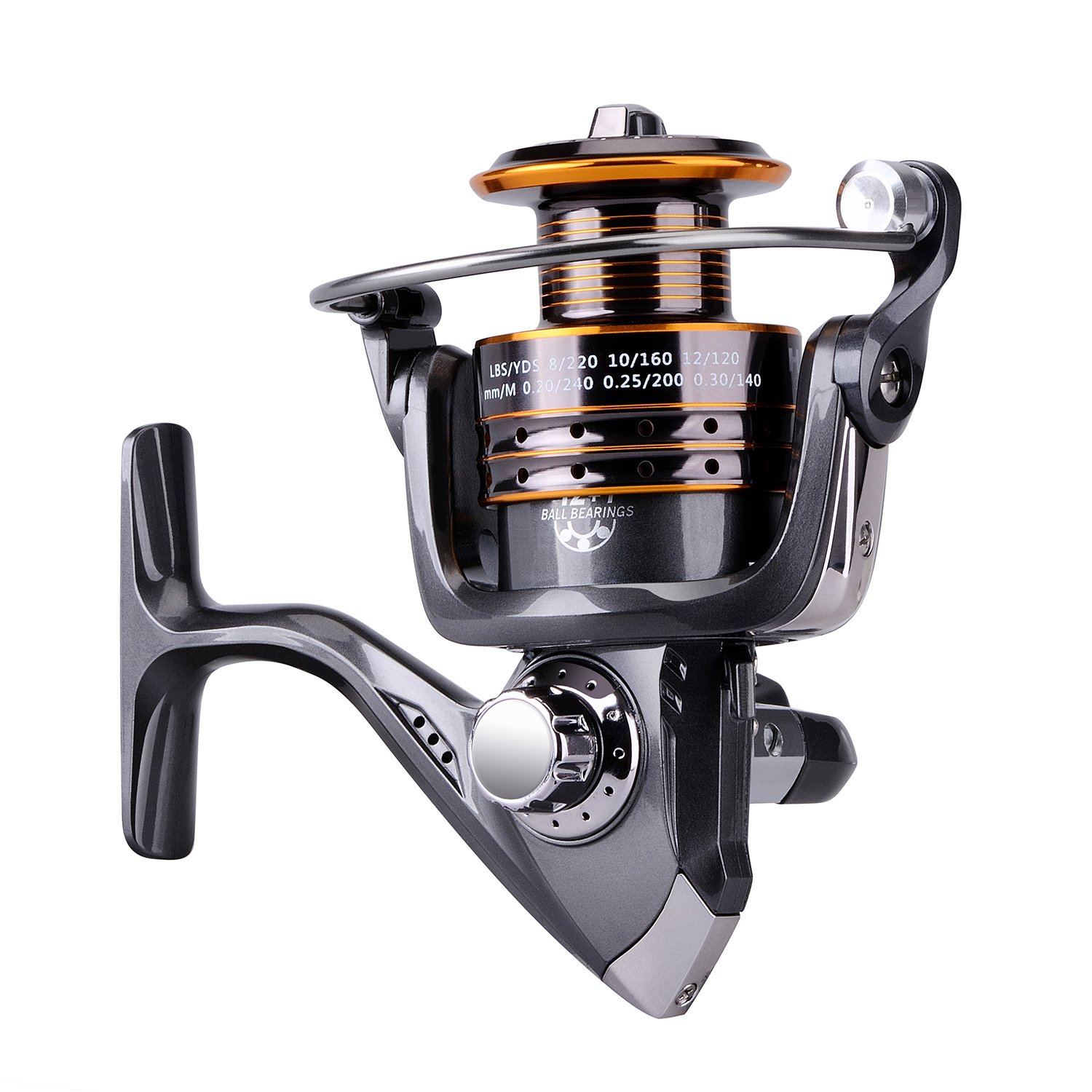 PLUSINNO HongYing Series Fishing Reels Spinning Freshwater Saltwater with 5.2:1 Gear Ratio Metal Body Left/Right Interchangeable Collapsible Handle Spinning Fishing Reel(Fishing Reel)