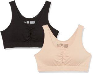 fruit of the loom womens with cookies, 2-pack sports bras, sand/black, 44 us