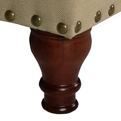 Homepop Home Decor | Upholstered Storage Bench with Nailhead Trim | Ottoman with Storage for Living Room & Bedroom | Decorative Home Furniture (Tan ) Large