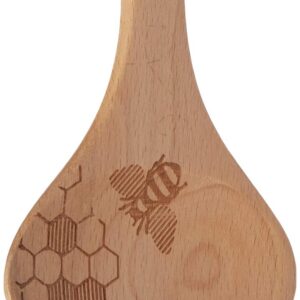 Talisman Designs Laser Etched Beechwood Honey Bee Design | Fork & Spoon Serving, Salad Server Set, Tool | Small Wooden Utensils