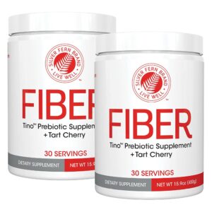 tino high fiber supplement powder - non-gmo, pre-biotic, water soluble, digestive friendly, powdered mix - add to water, juice, shakes, cereal & more (2 canisters - 15.9 oz. ea.)