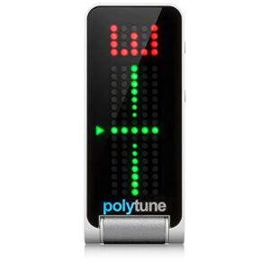 tc electronic polytune clip clip-on tuner with polyphonic, strobe and chromatic modes and 108 led matrix display for ultimate tuning performance