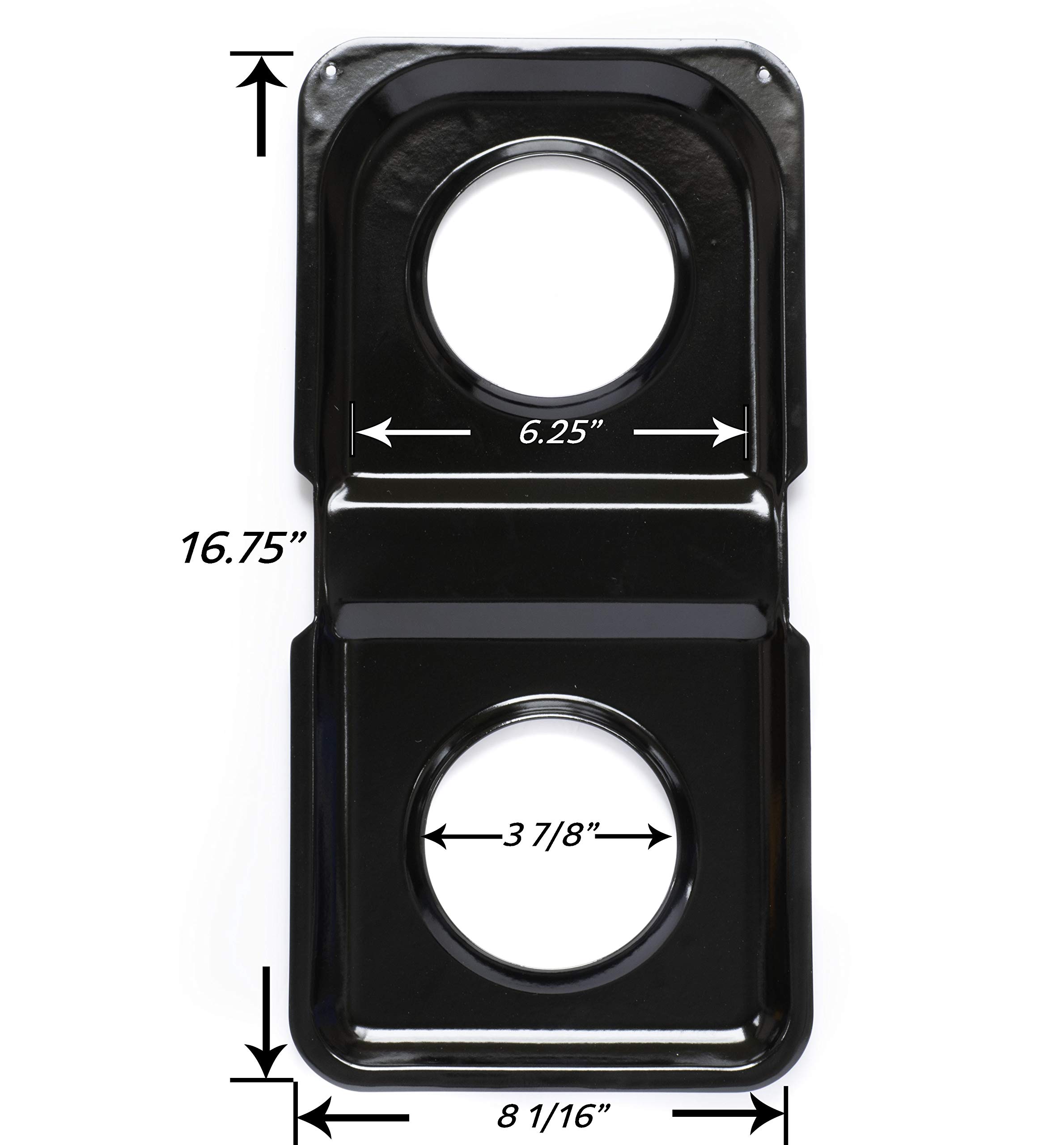 Range Kleen 1-Piece Drip Pan, Style K fits rectangle burner Gas Ranges Amana, GE, Hotpoint, Kenmore, Magic Chef, Maytag, Black Porcelain