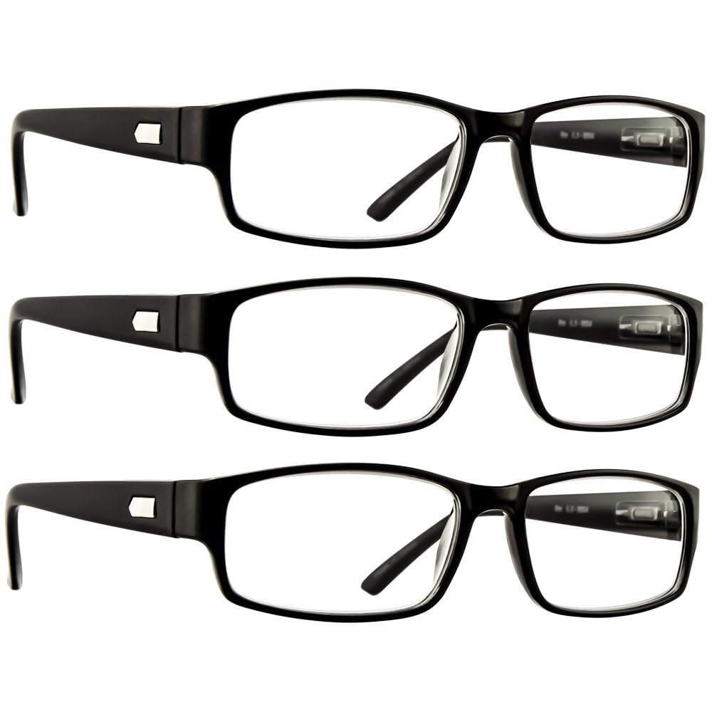 TruVision Readers Reading Glasses - 9504H - 3 Pack - Black - 3.25