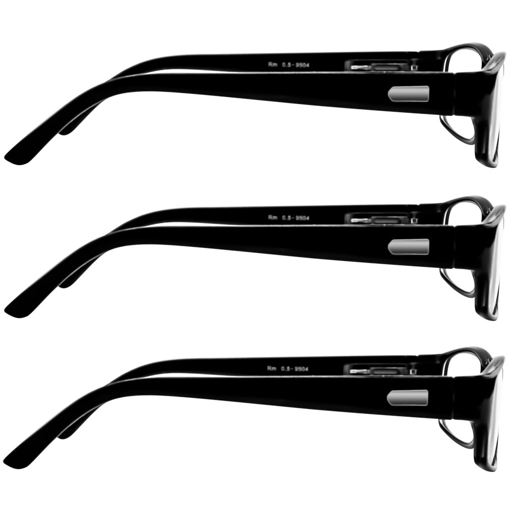 TruVision Readers Reading Glasses - 9504H - 3 Pack - Black - 3.25