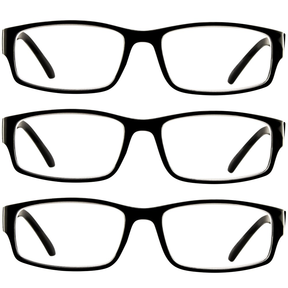 TruVision Readers Reading Glasses - 9504H - 3 Pack - Black - 3.25