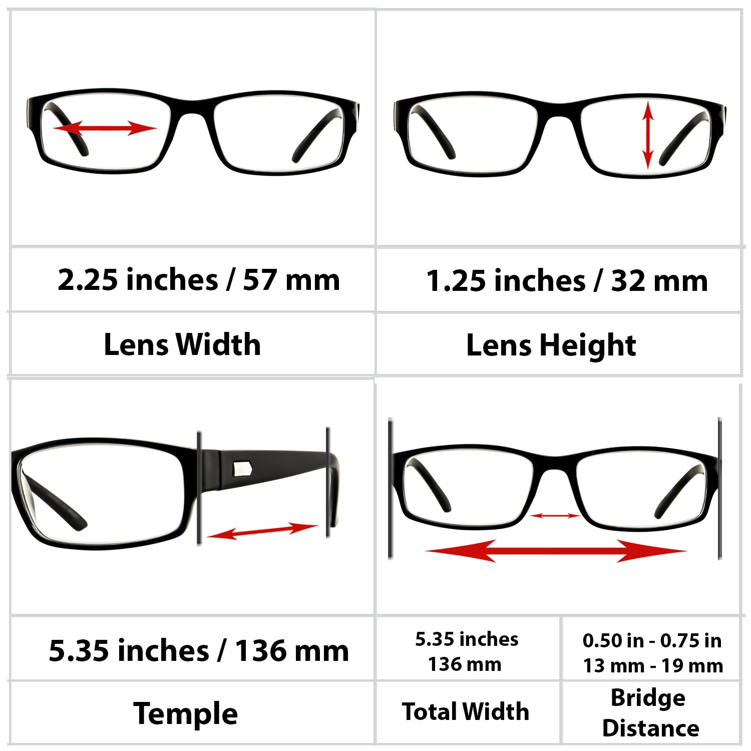 TruVision Readers Reading Glasses - 9504H - 3 Pack - Black - 3.25