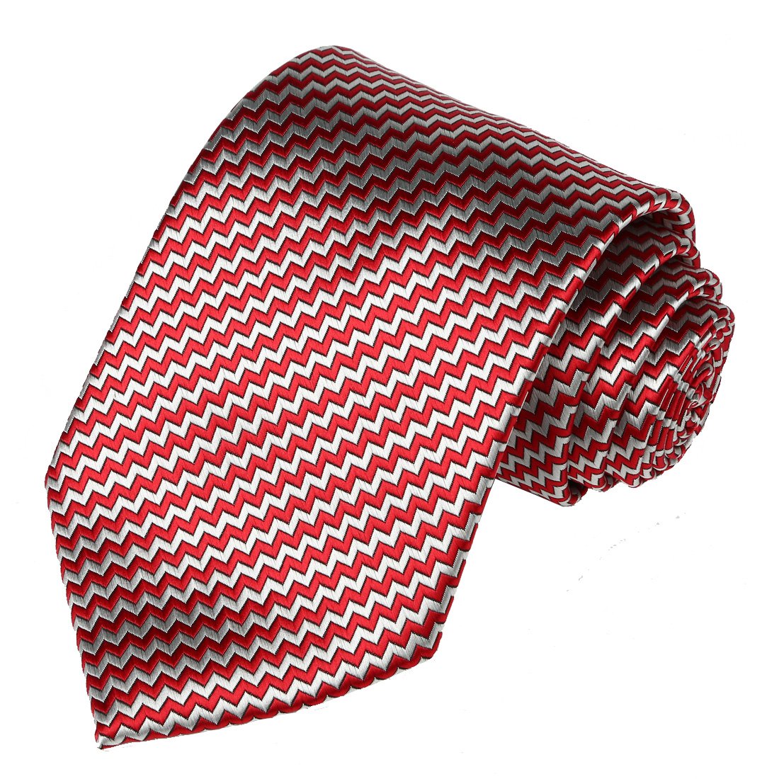 KissTies Plaid Necktie Checked Extra Long Tie in Gift Box, Red Silver Grey (63'' XL)