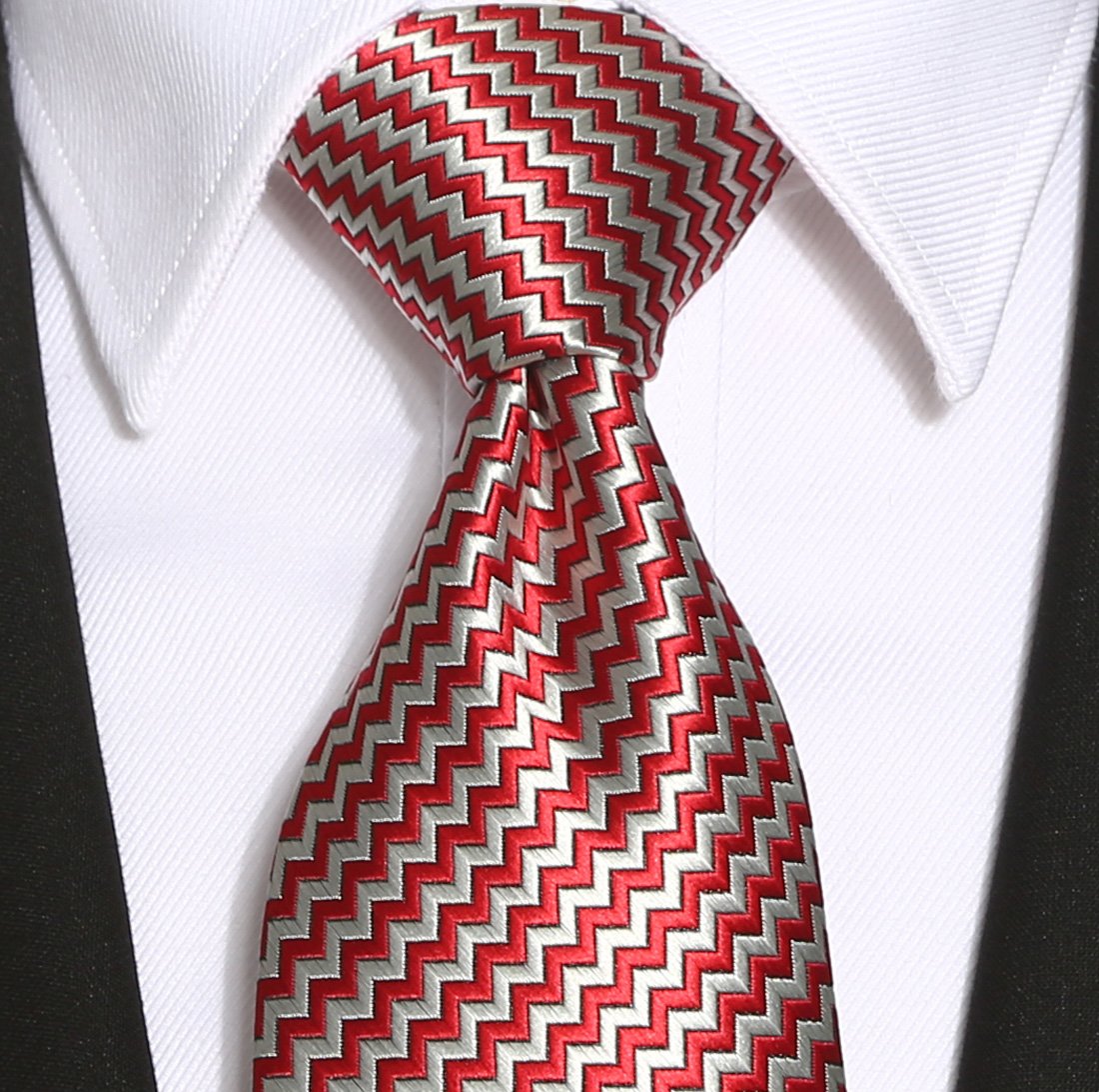 KissTies Plaid Necktie Checked Extra Long Tie in Gift Box, Red Silver Grey (63'' XL)