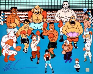 mike tyson signed nintendo punch out 16x20 photo