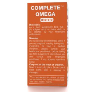 Complete Omega 3-6-7-9, Pure Sea Buckthorn Oil, European Quality, from Unrefined, Cold Pressed Whole Sea Buckthorn Wild Berries - Non-GMO, Certified Kosher, Gluten-Free 1 Bottle - 60 Capsules