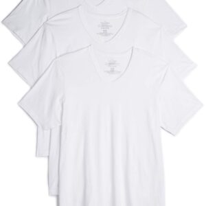 Calvin Klein Men's Cotton Classics Short Sleeve V-Neck T-Shirt, White (3 Pack), Large