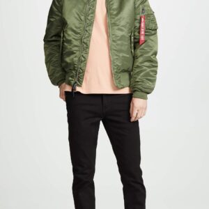 Alpha Industries MA-1 Slim Fit Bomber Flight Jacket - Fighter Pilot Flight Jacket - Sage, M