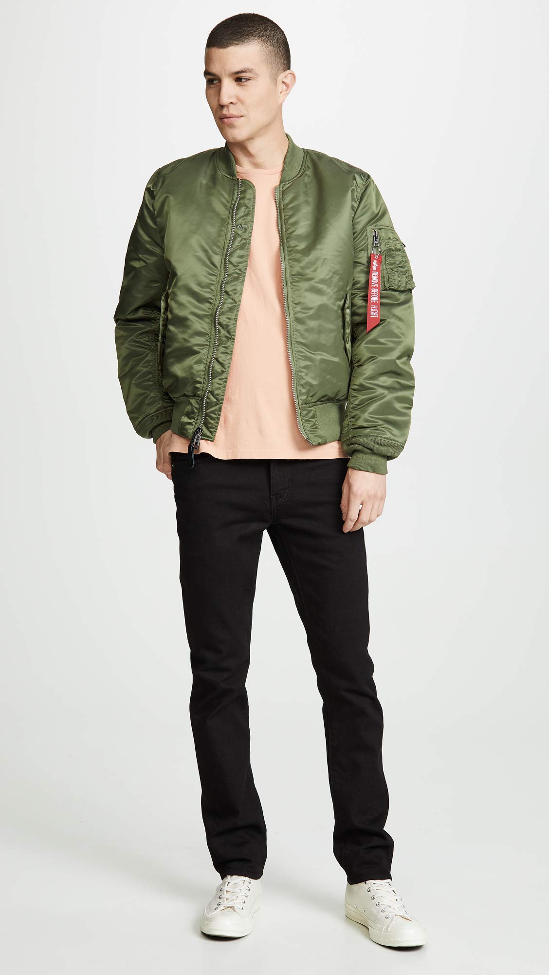 Alpha Industries MA-1 Slim Fit Bomber Flight Jacket - Fighter Pilot Flight Jacket - Sage, M